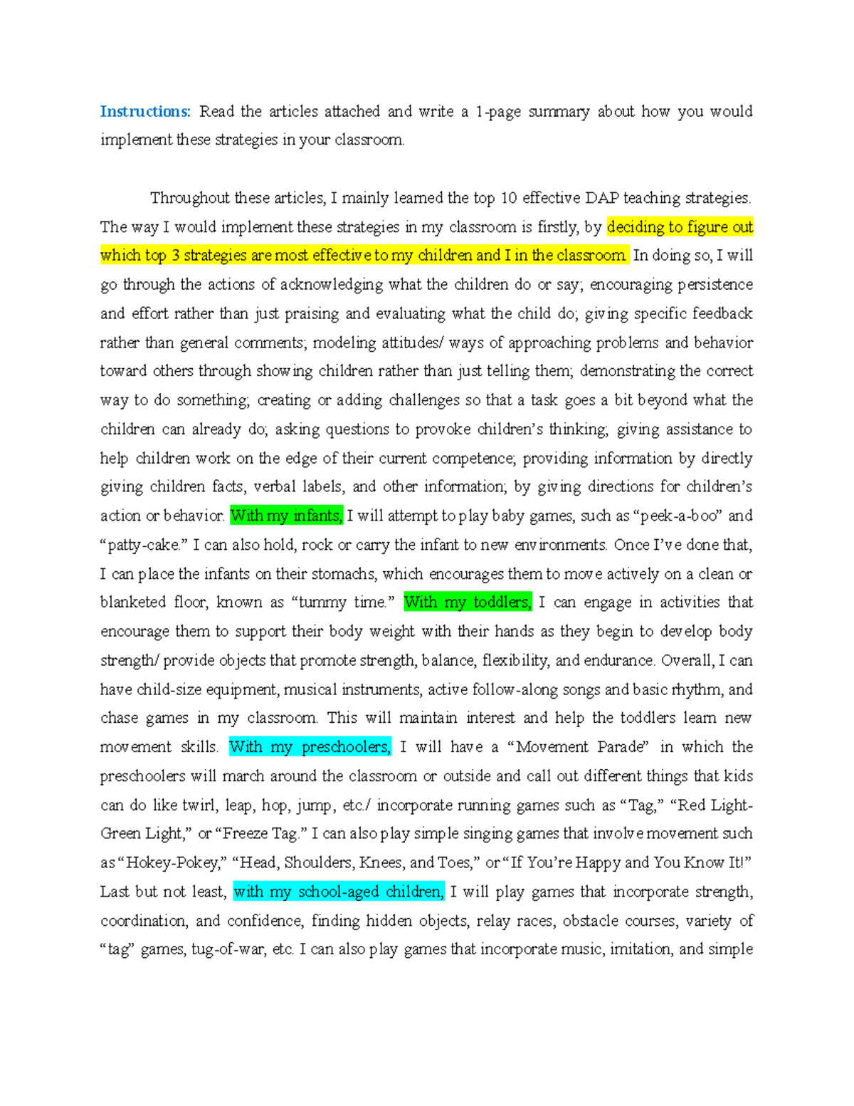 DAP Articles - notes - Instructions: Read the articles attached and ...