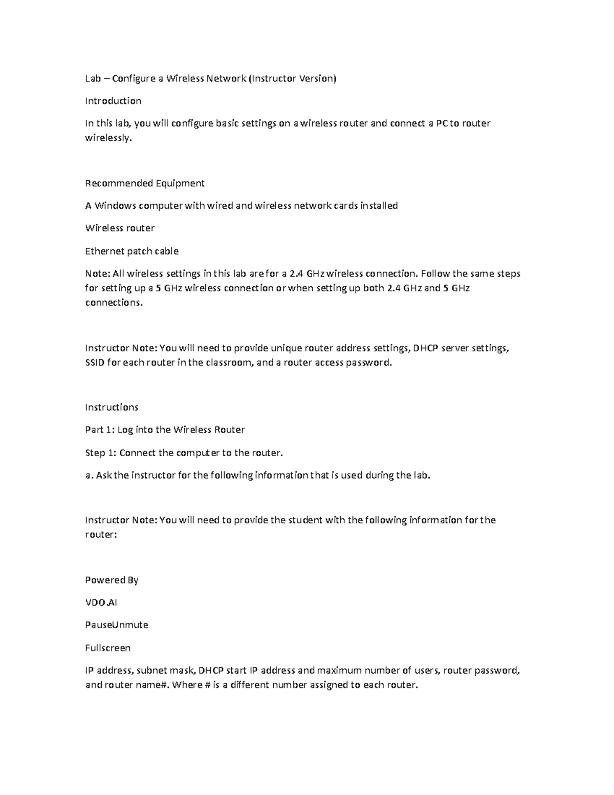 Lab res - Lab – Configure a Wireless Network (Instructor Version ...