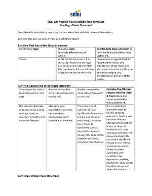 4-1 Thesis Statement - ENG 130 Module Four Decision Tree Template ...