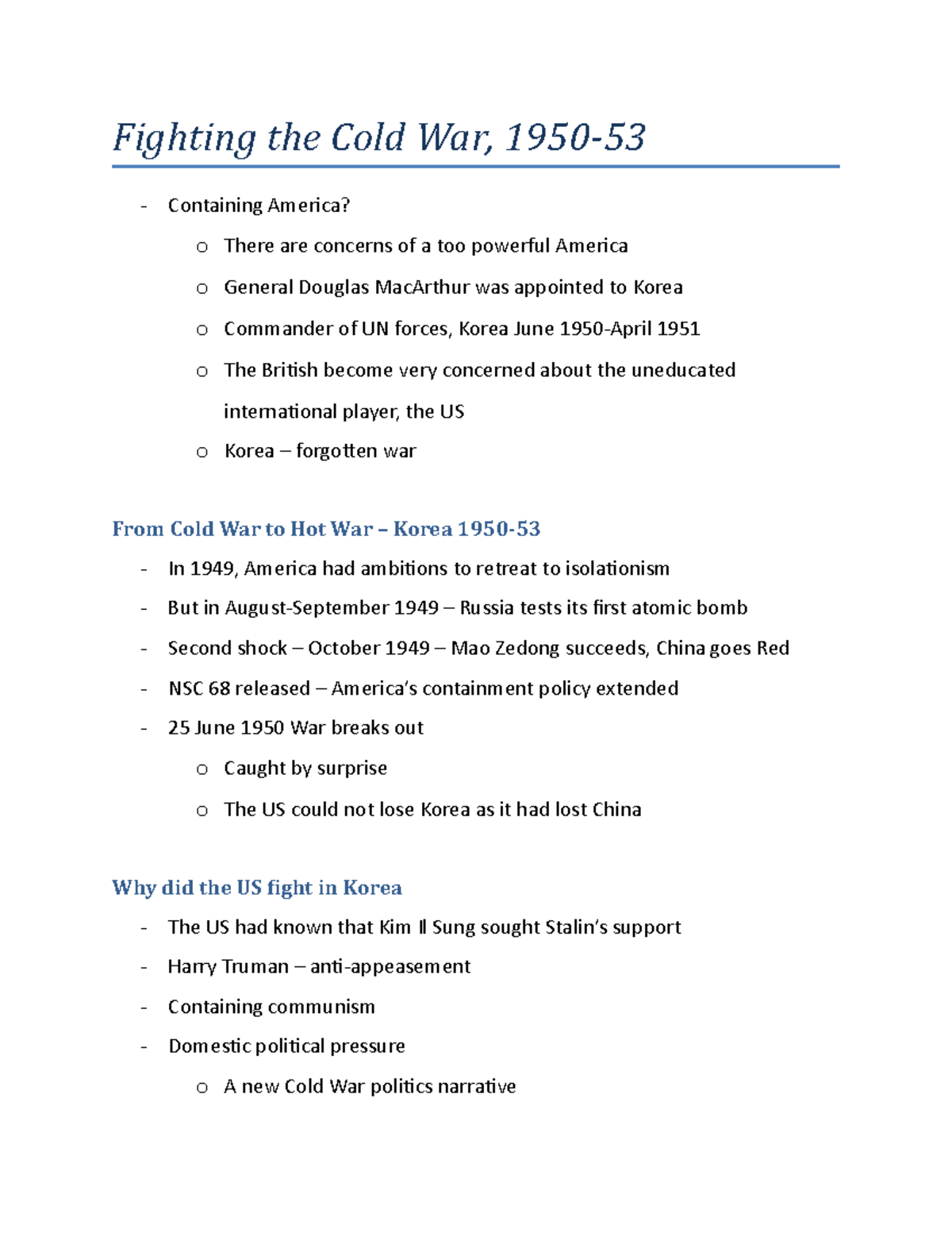 Fighting the Cold War, 1950-53 - Fighting the Cold War, Containing ...