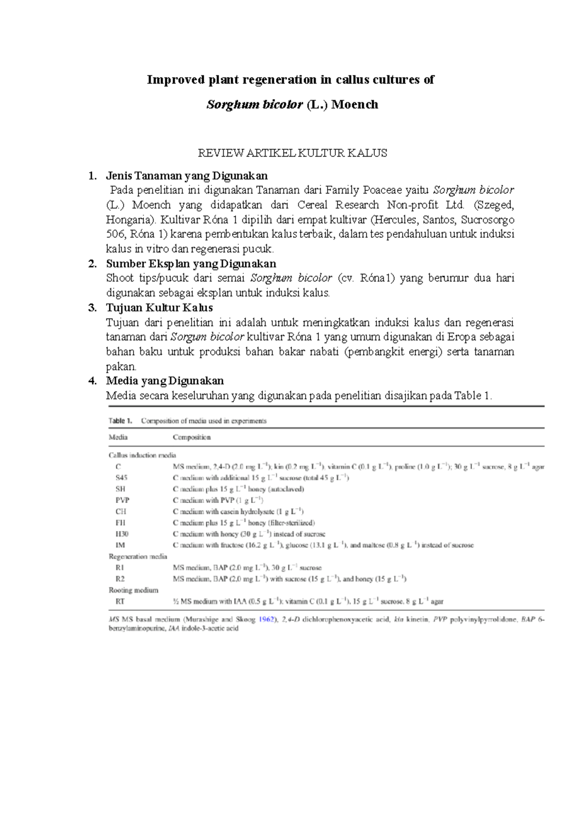 Kultur Jaringan - Kultur Kalus - Improved plant regeneration in callus ...