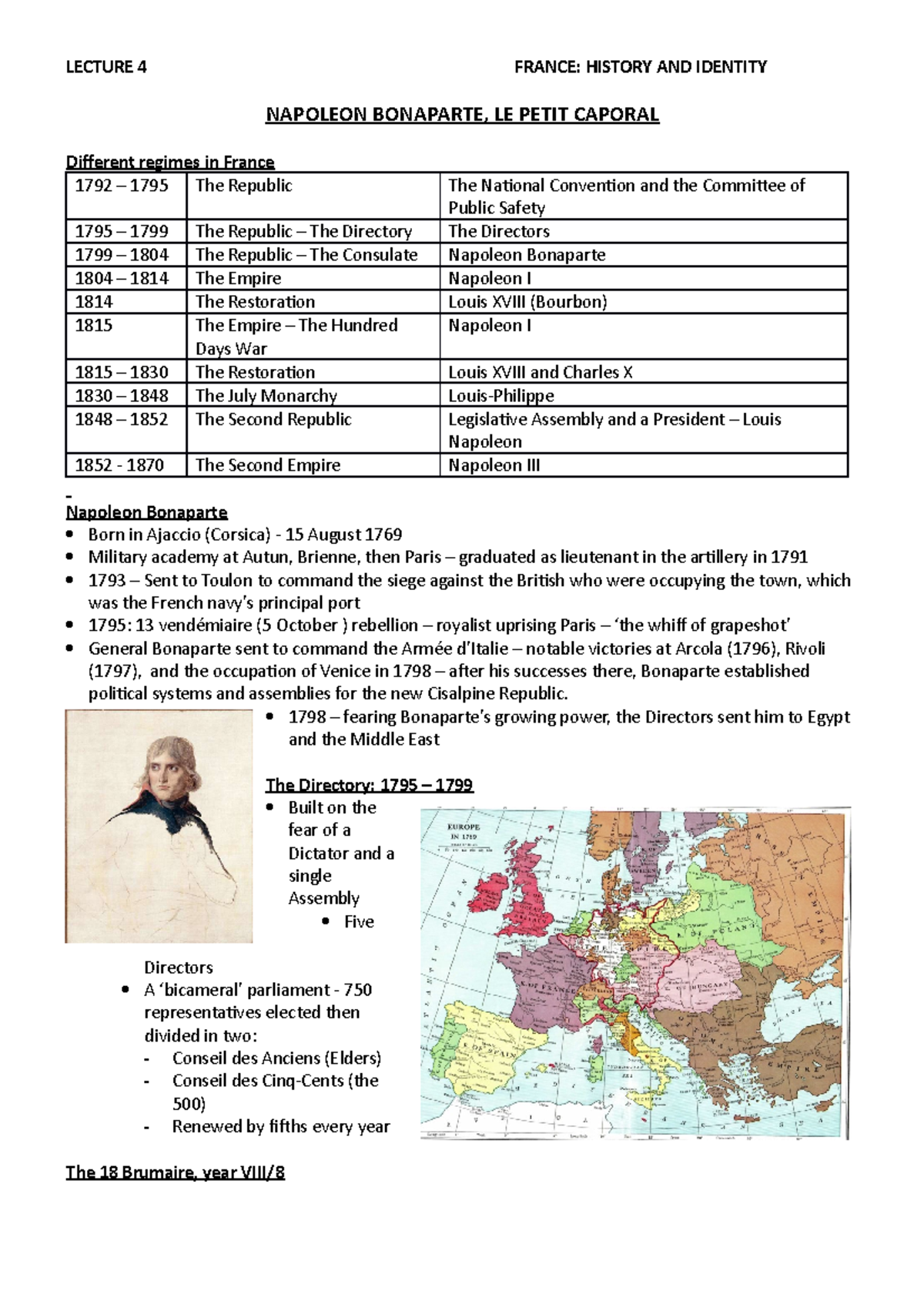L4 - Napoleon Bonaparte - LECTURE 4 FRANCE: HISTORY AND IDENTITY ...