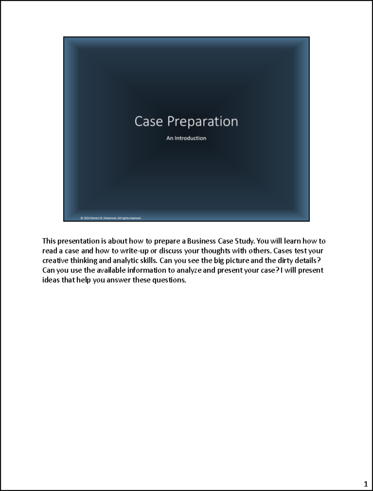 Case Preparation dddd - This presentation is about how to prepare a ...