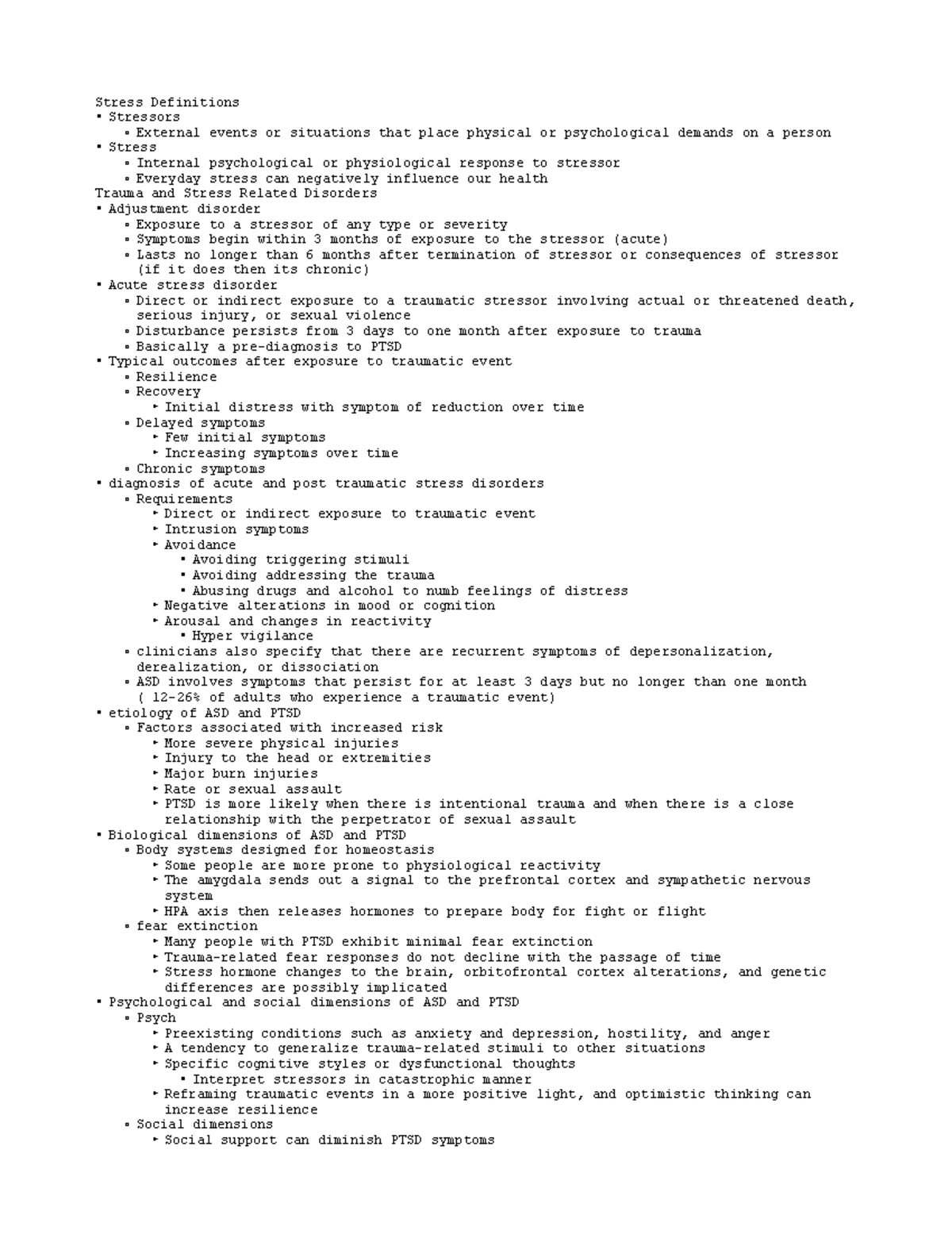 Week 3 Class 2 (Chapter 6) - Stress Definitions Stressors External ...
