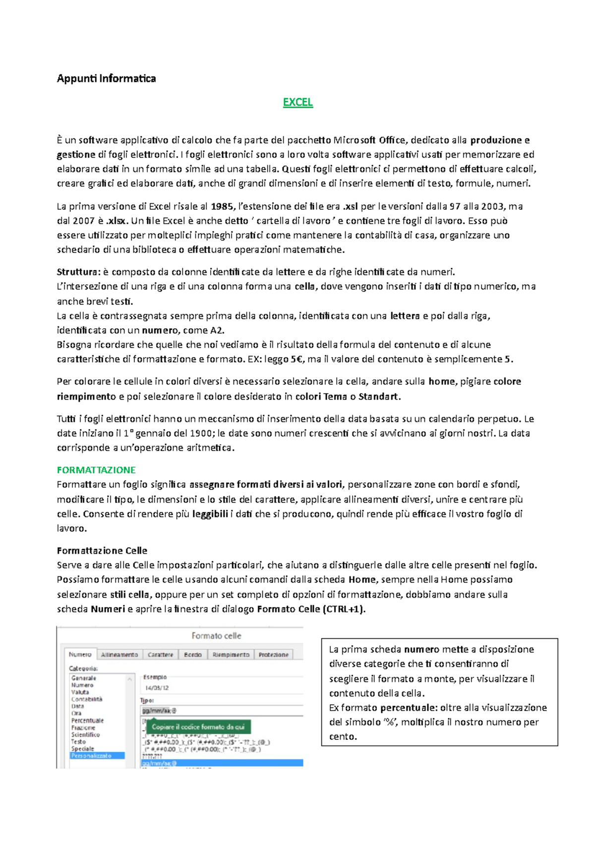 Appunti Informatica Vecchia Edizione - Appunti Informatica EXCEL È un software applicativo di ...