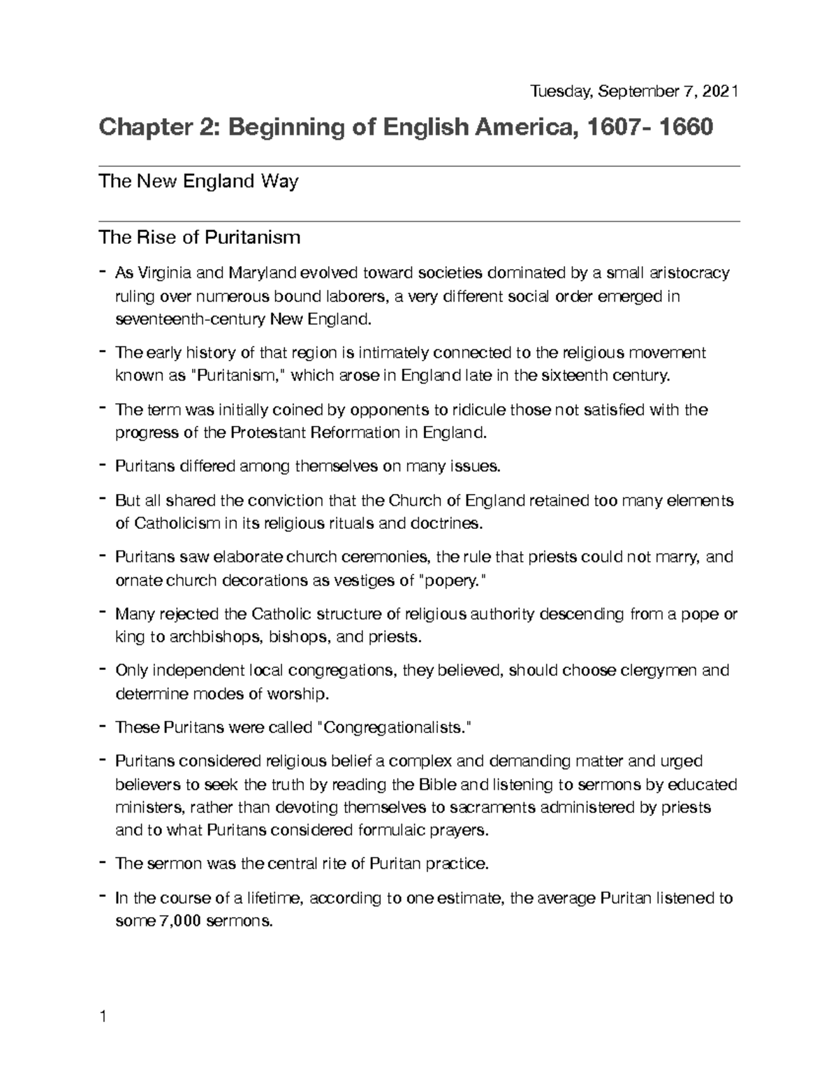 HY 135: Week 4 - Lecture Notes Professor Faust - Chapter 2: Beginning ...