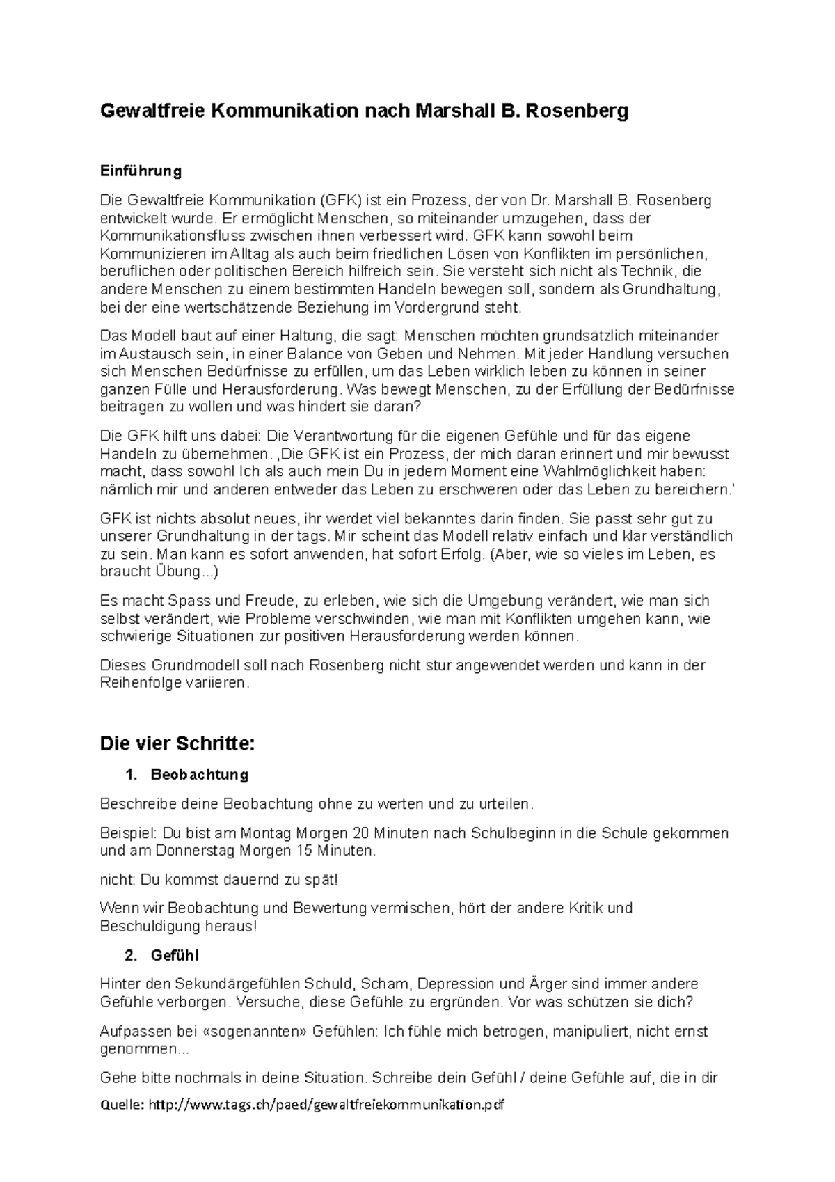 Gewaltfreie Kommunikation nach Marshall B - Rosenberg Die Gewaltfreie ...