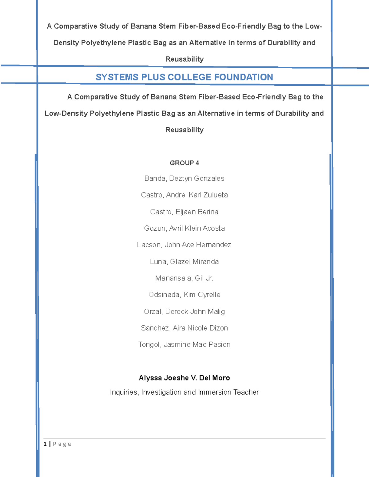 Group 4 12 STEM ST - A quantitative research for g12 students - Density Polyethylene Plastic Bag ...