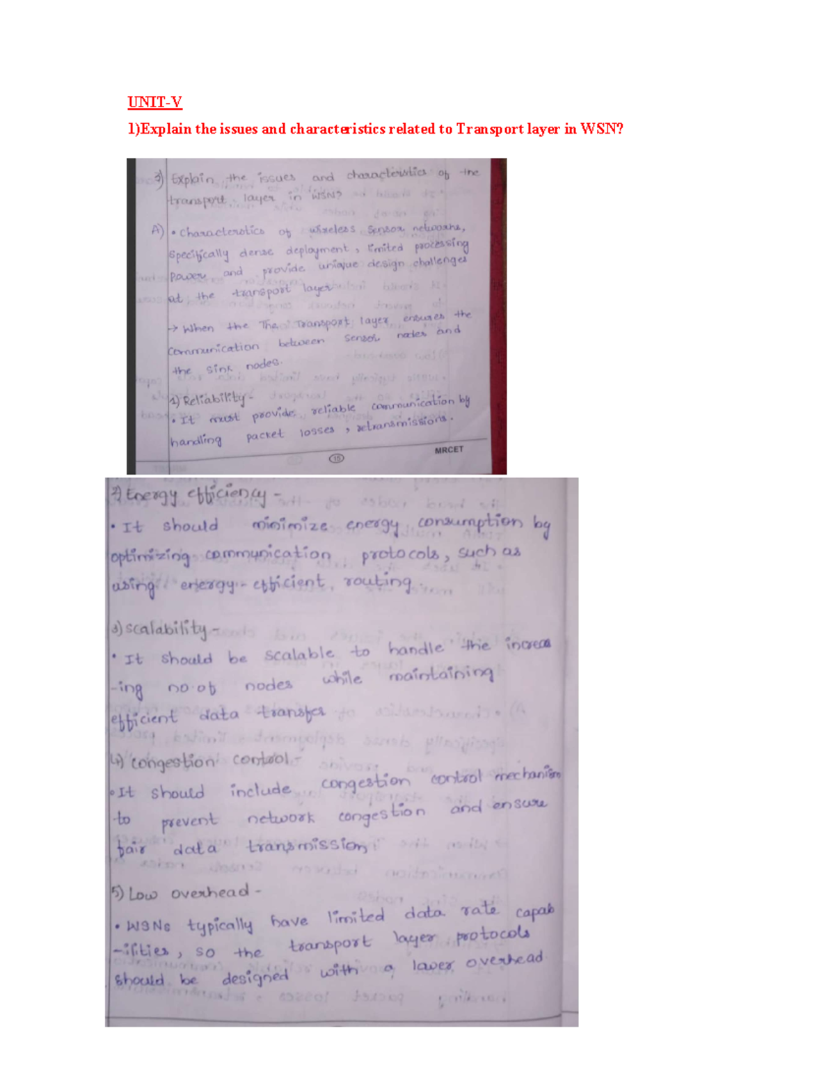 ASN unit-5 notes - UNIT-V 1)Explain the issues and characteristics ...