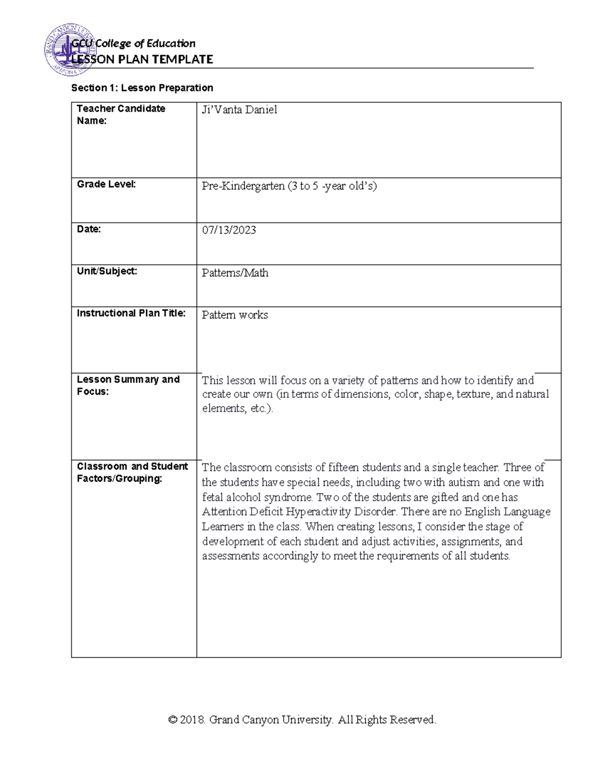 New turn in coe-lesson-plan-template - LESSON PLAN TEMPLATE Section 1 ...