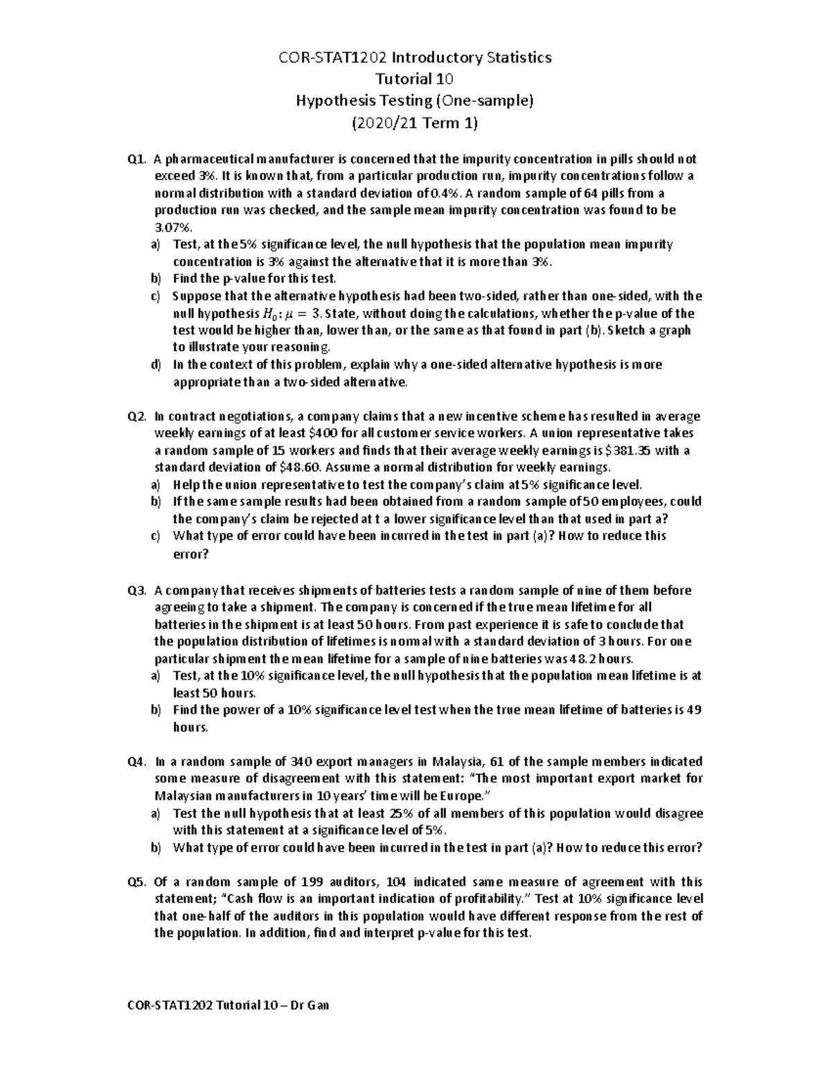Tutorial 10 - 2020 Aug - COR-STAT1202 Introductory Statistics Tutorial ...