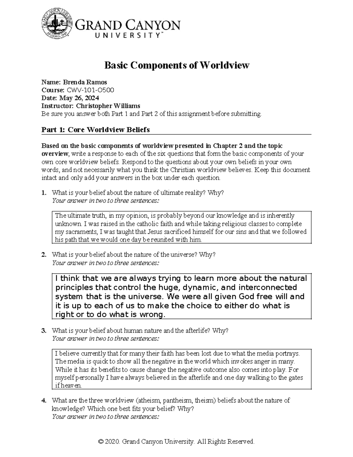 CWV 101 301 RS T1Basic Components Of Worldview - Basic Components of ...