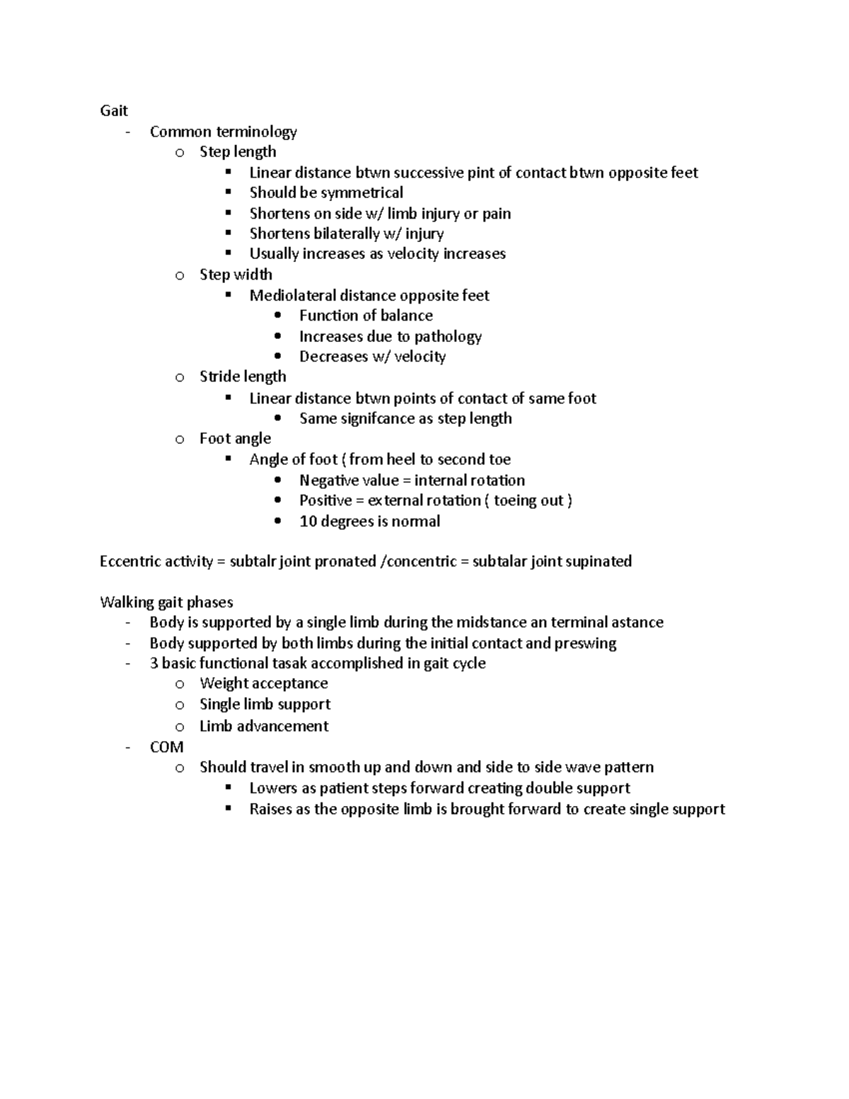 Gait - instructor: mark sloniger - Gait - Common terminology o Step ...