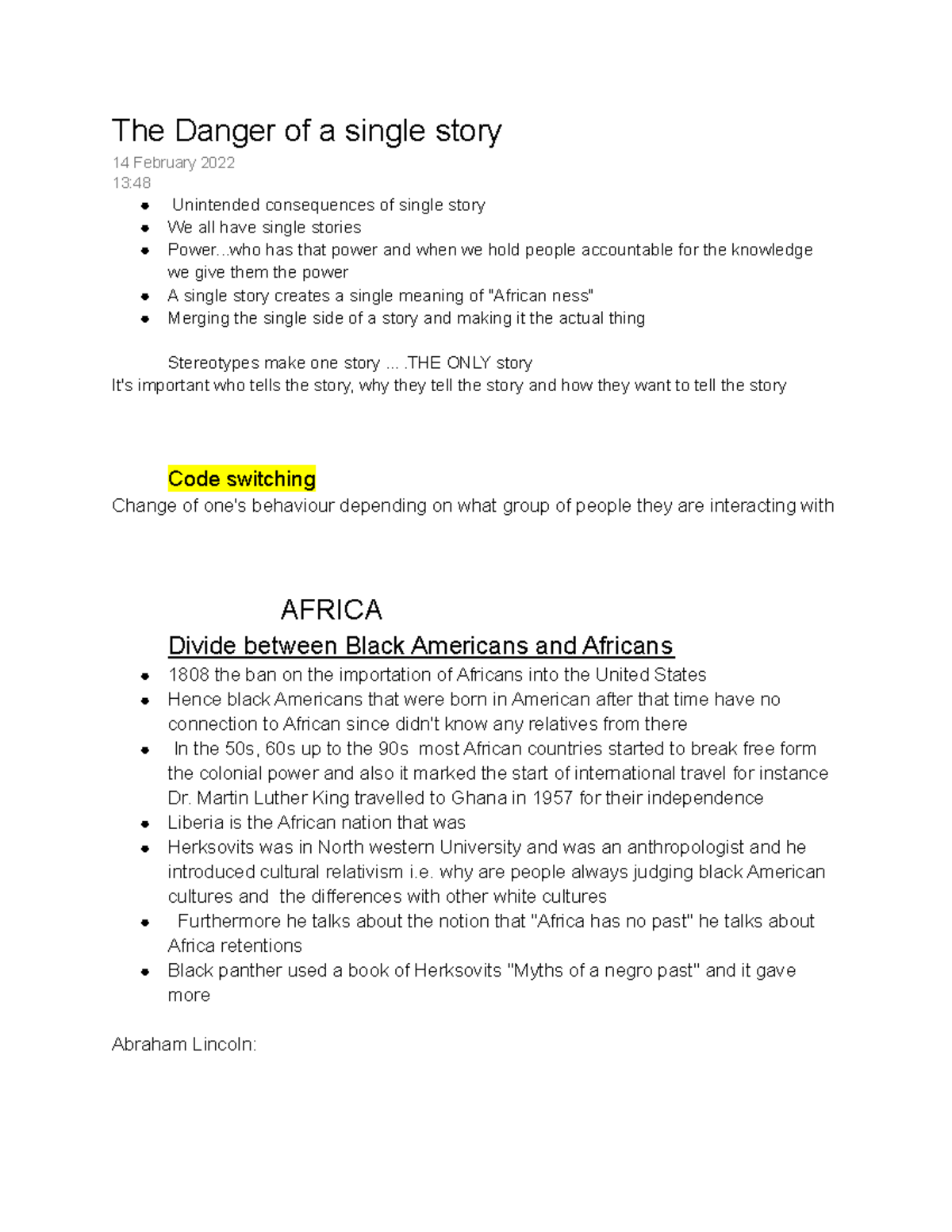 The Danger of a single story - . has that power and when we hold people ...