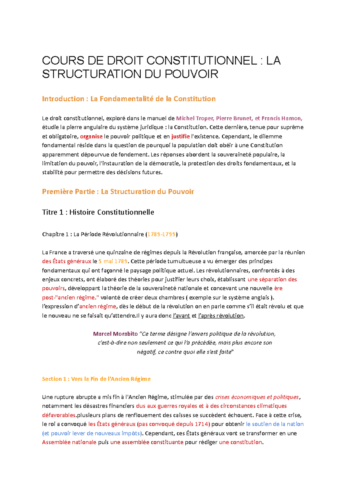 Droit consit (resumé) - COURS DE DROIT CONSTITUTIONNEL : LA ...