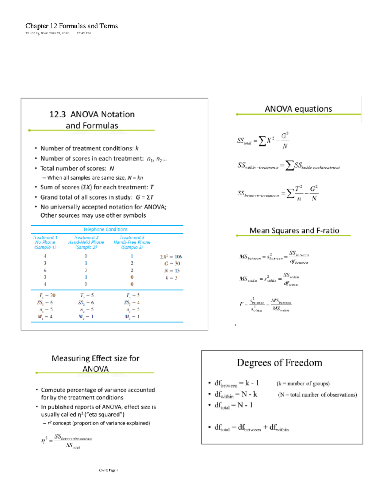 Chapter 12 Class Lecture Notes - Chapter 12 Formulas and Terms Thursday ...