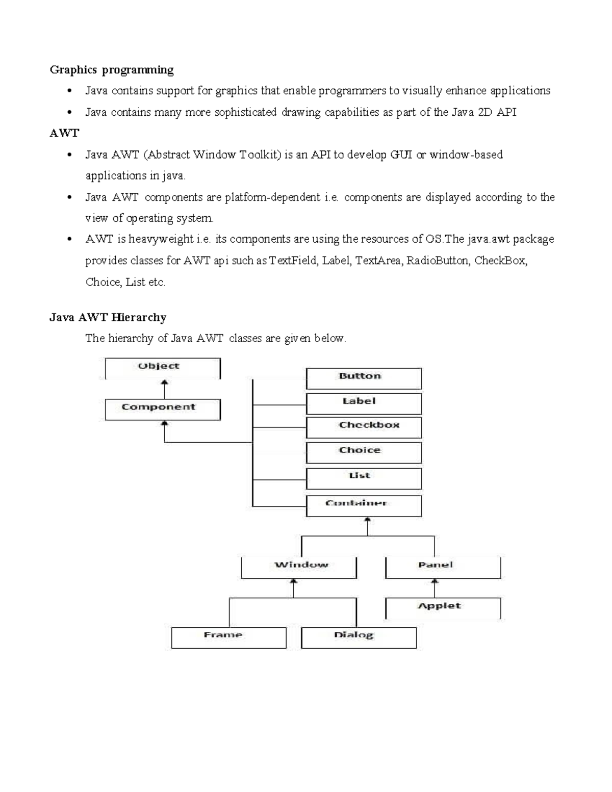 Event Driven Programming Graphics Programming Java Contains Support For Graphics That Enable 