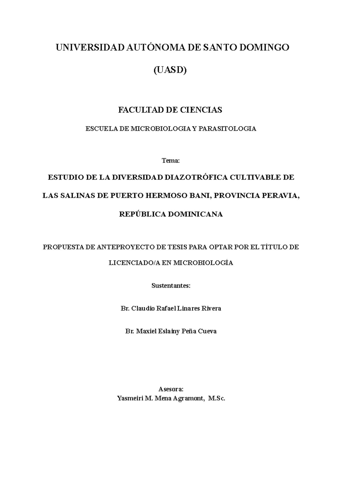 Anteproyecto DE Tesis ( Revisado) - UNIVERSIDAD AUTÓNOMA DE SANTO ...