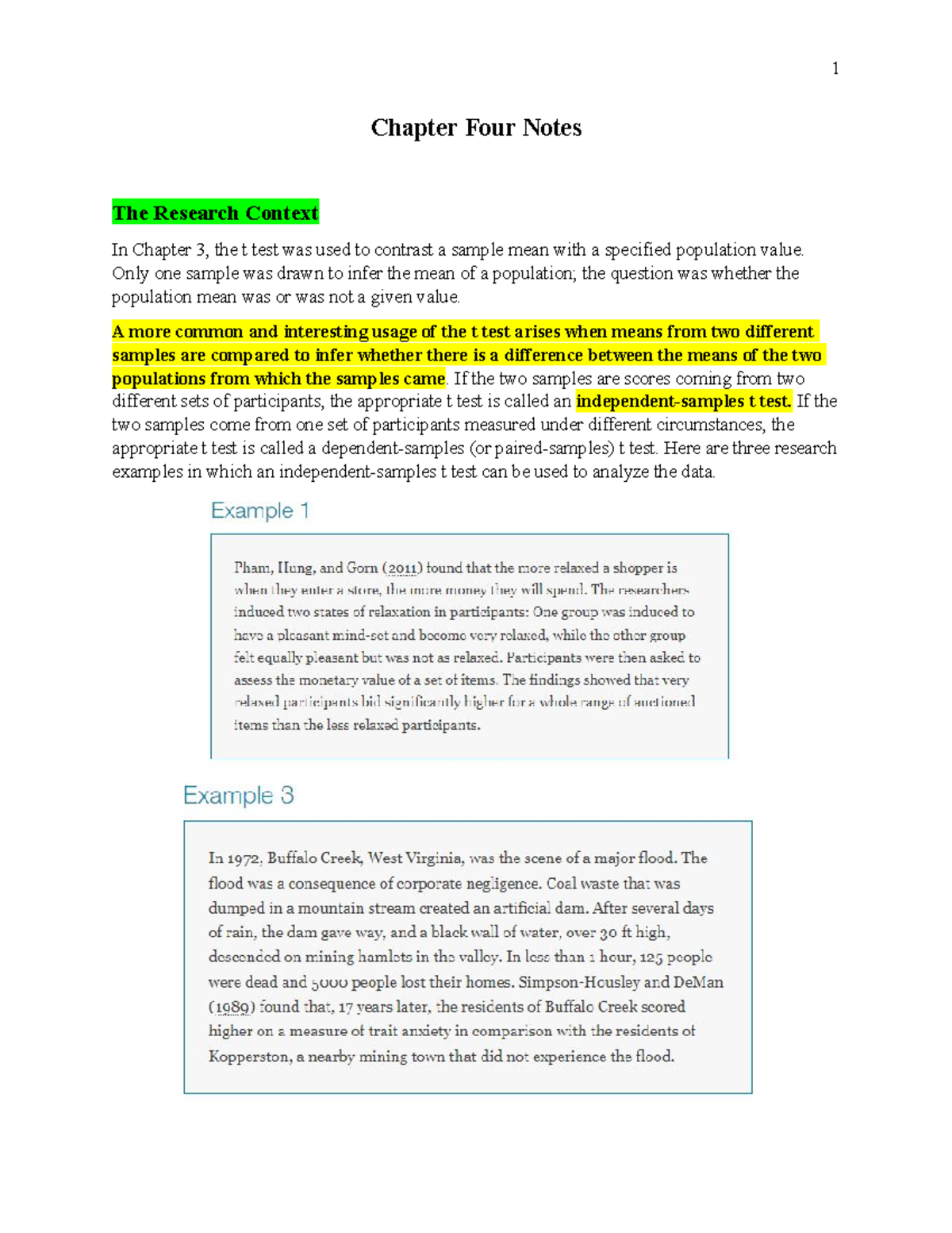 PSY260 Chapter Four Notes - Chapter Four Notes The Research Context In ...