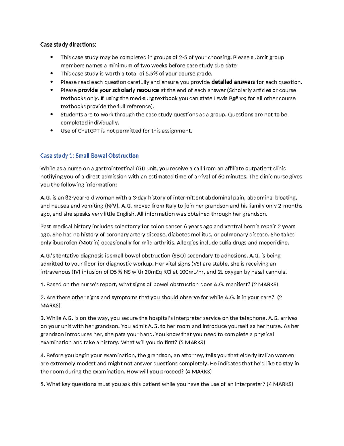 Case study 1 SBO for posting - Case study directions: This case study ...