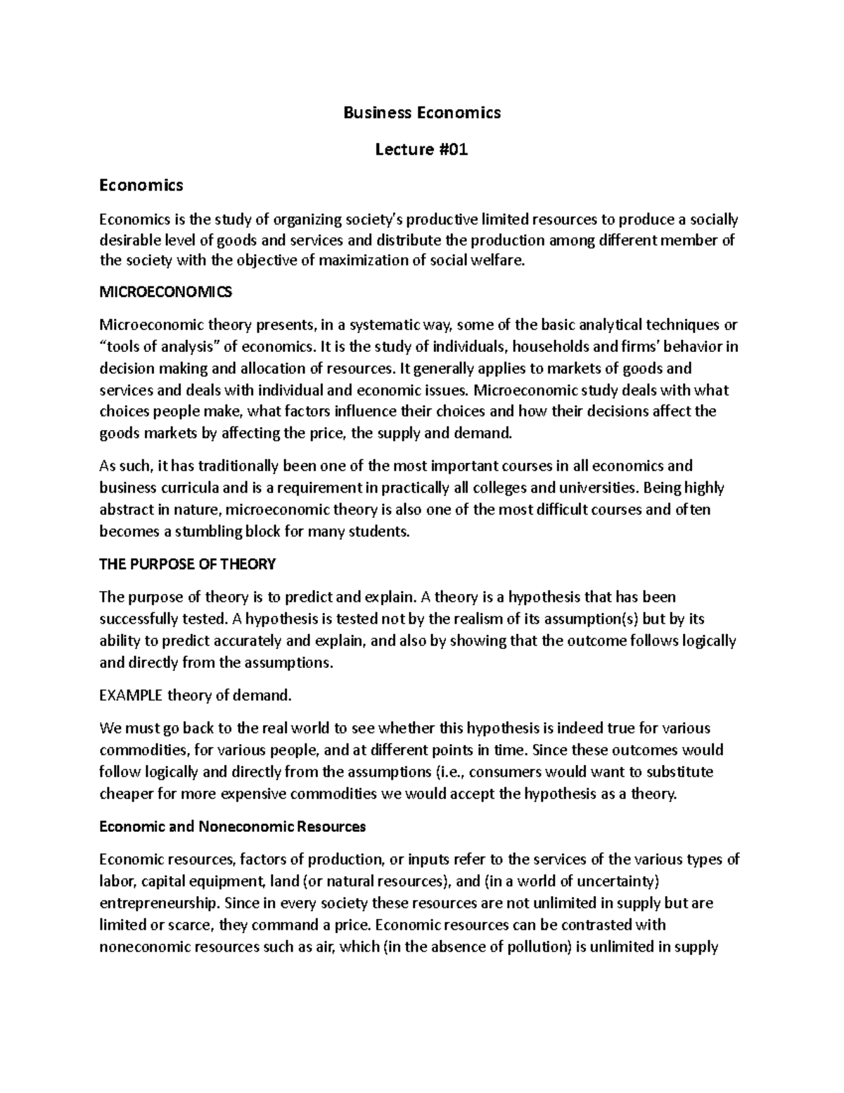 Notes - Introduction to Business Cycles - Business Economics Lecture ...
