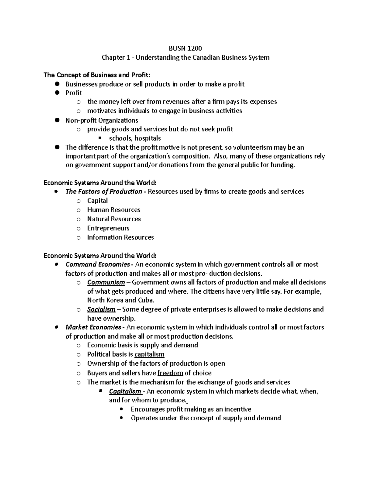 BUSN 1200 - Chapter 1 - BUSN 1200 Chapter 1 - Understanding the ...