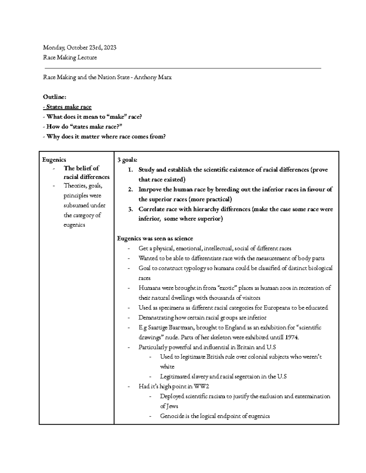 POL101- Note Taking Assignment 2 - Monday, October 23rd, 2023 Race ...