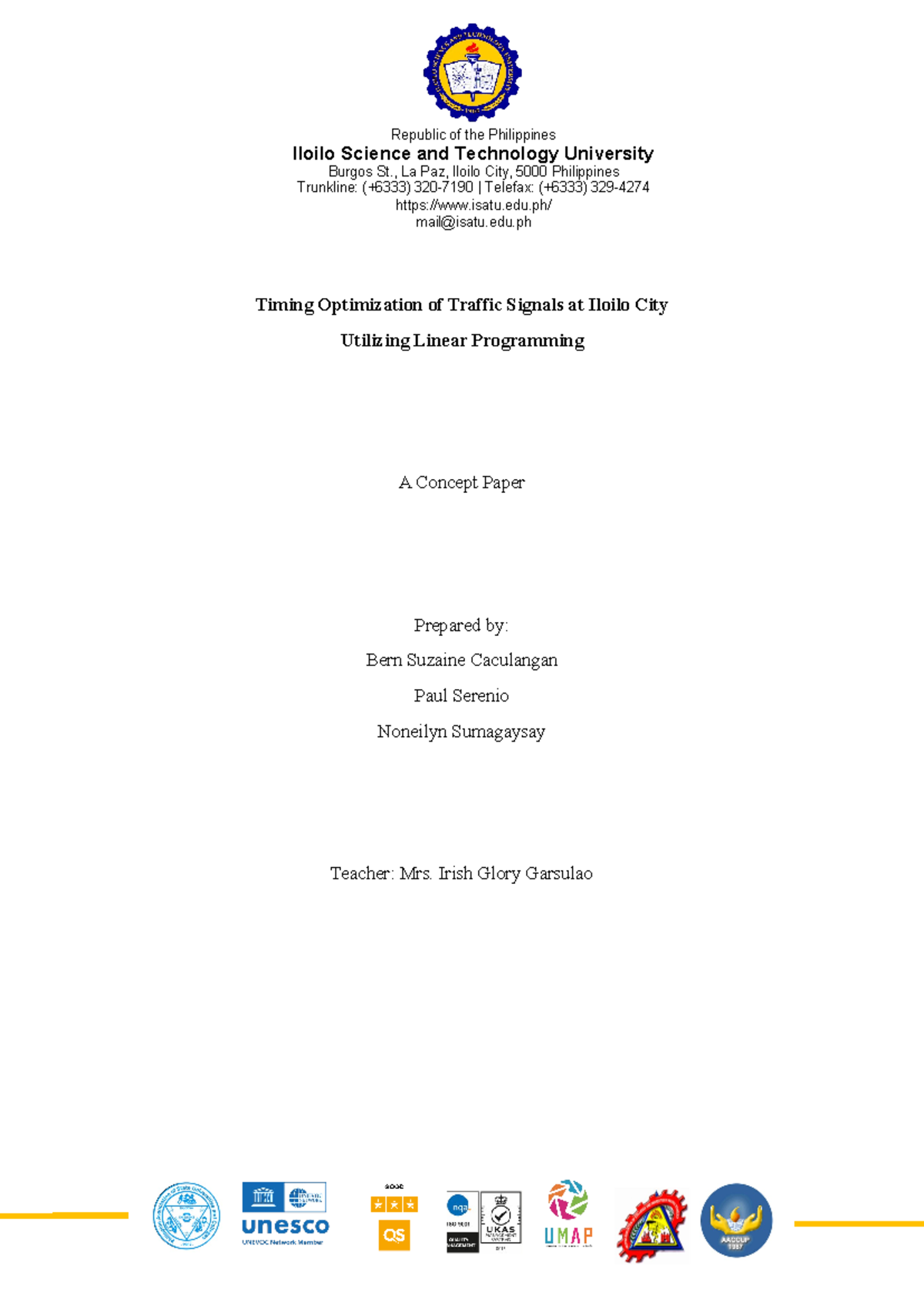 Concept - Iloilo Science and Technology University Burgos St., La Paz ...