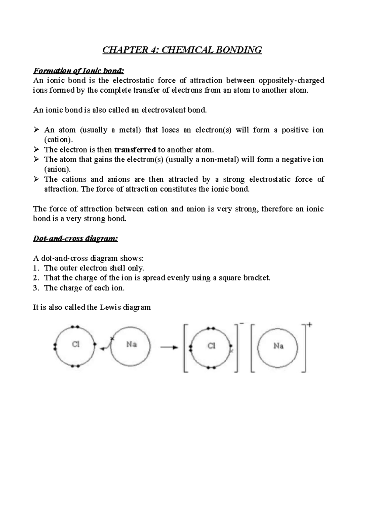 Chemical Bonding PART 1 - CHAPTER 4: CHEMICAL BONDING Formation of ...
