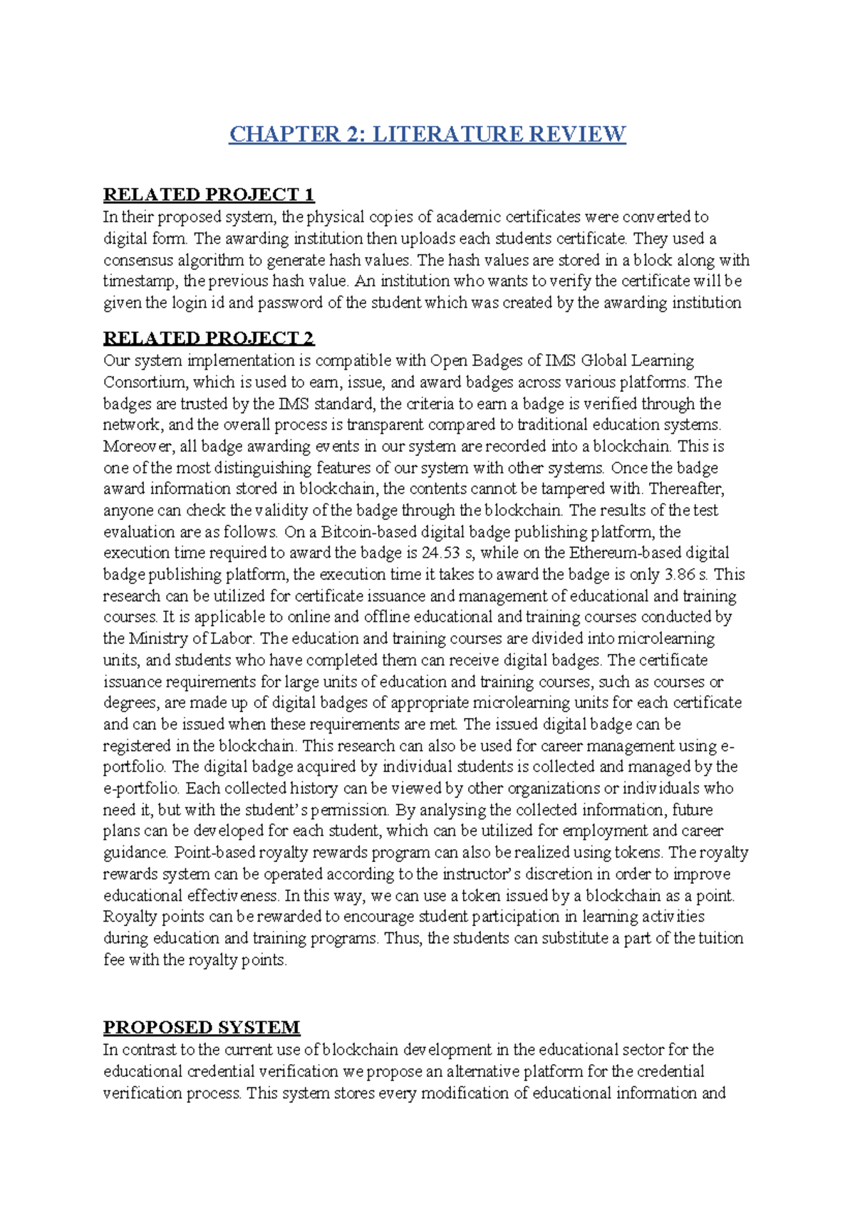 Chapter 2 - Draft - CHAPTER 2: LITERATURE REVIEW RELATED PROJECT 1 In their proposed system, the ...