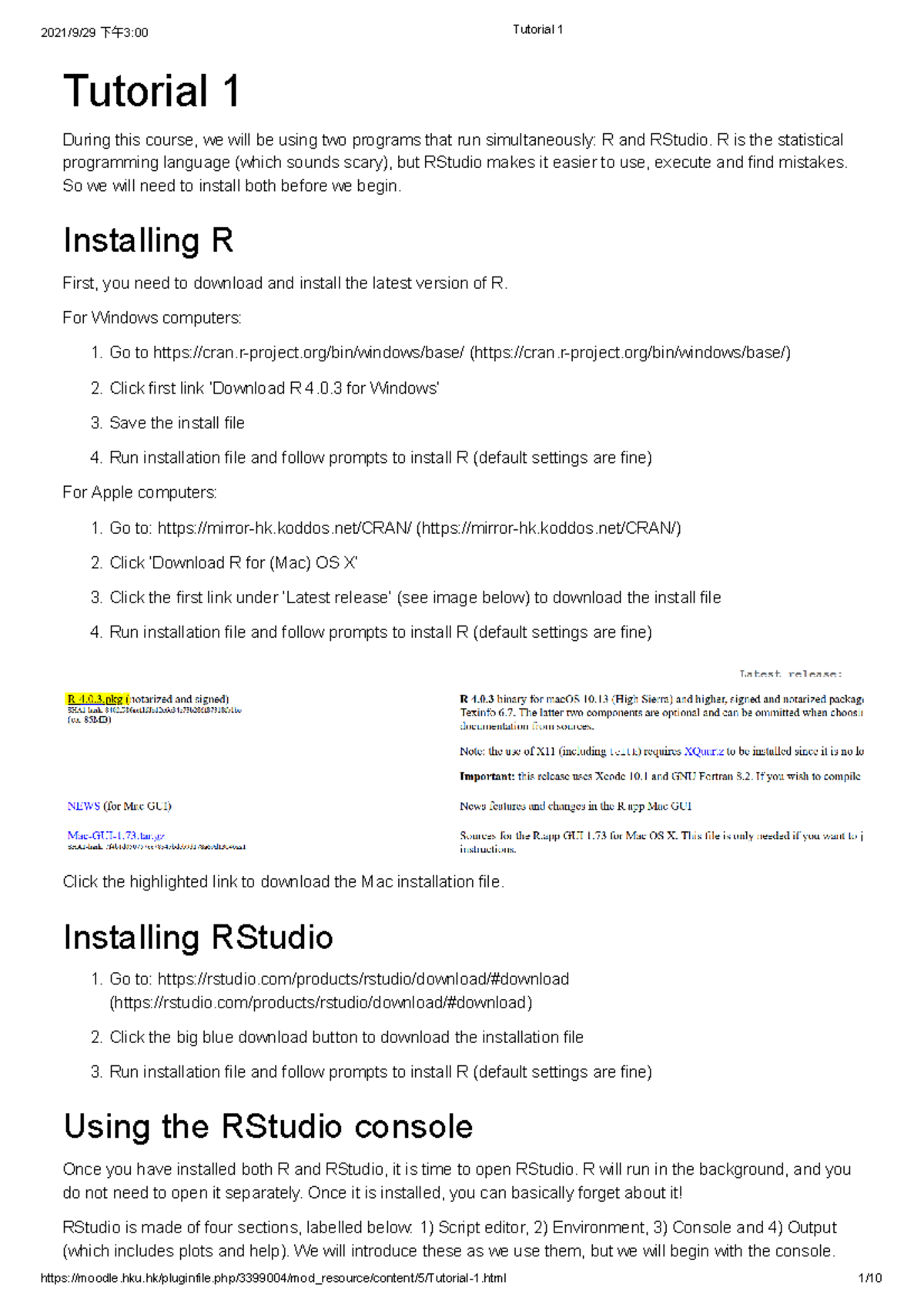 BIOL2102 Tutorial 1 Installing R and RStudio, Using Functions and ...