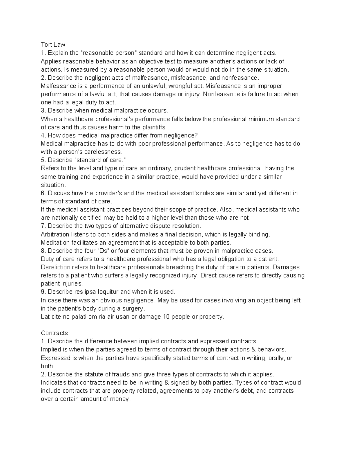 Wk2 - homework - Tort Law Explain the "reasonable person" standard and ...