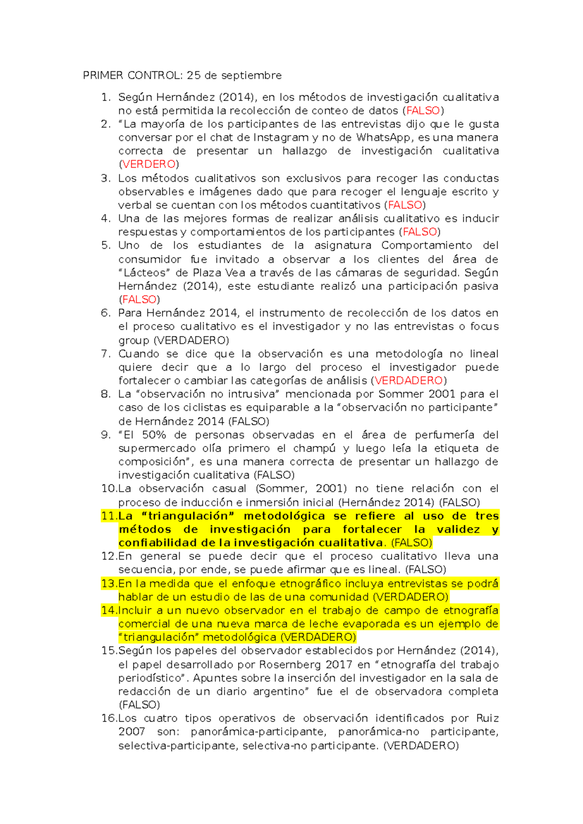 CDC Control uno - PRIMER CONTROL: 25 de septiembre 1. Según Hernández ...