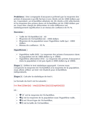 Test hypo2 - exo corrigé tests statistiques - Exercice 1 : Test t de ...