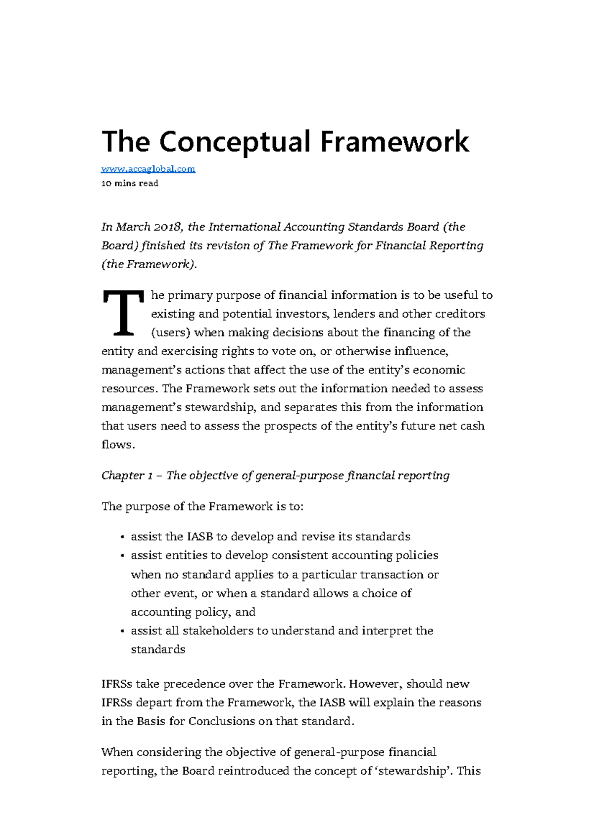 4. The Conceptual Framework - T The Conceptual Framework In March 2018 ...