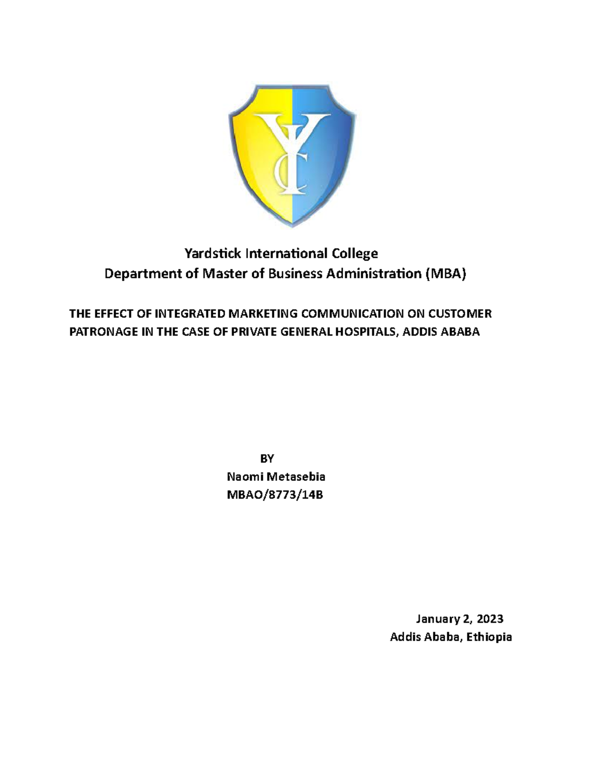 Article review on MTP - Yardstick International College Department of ...