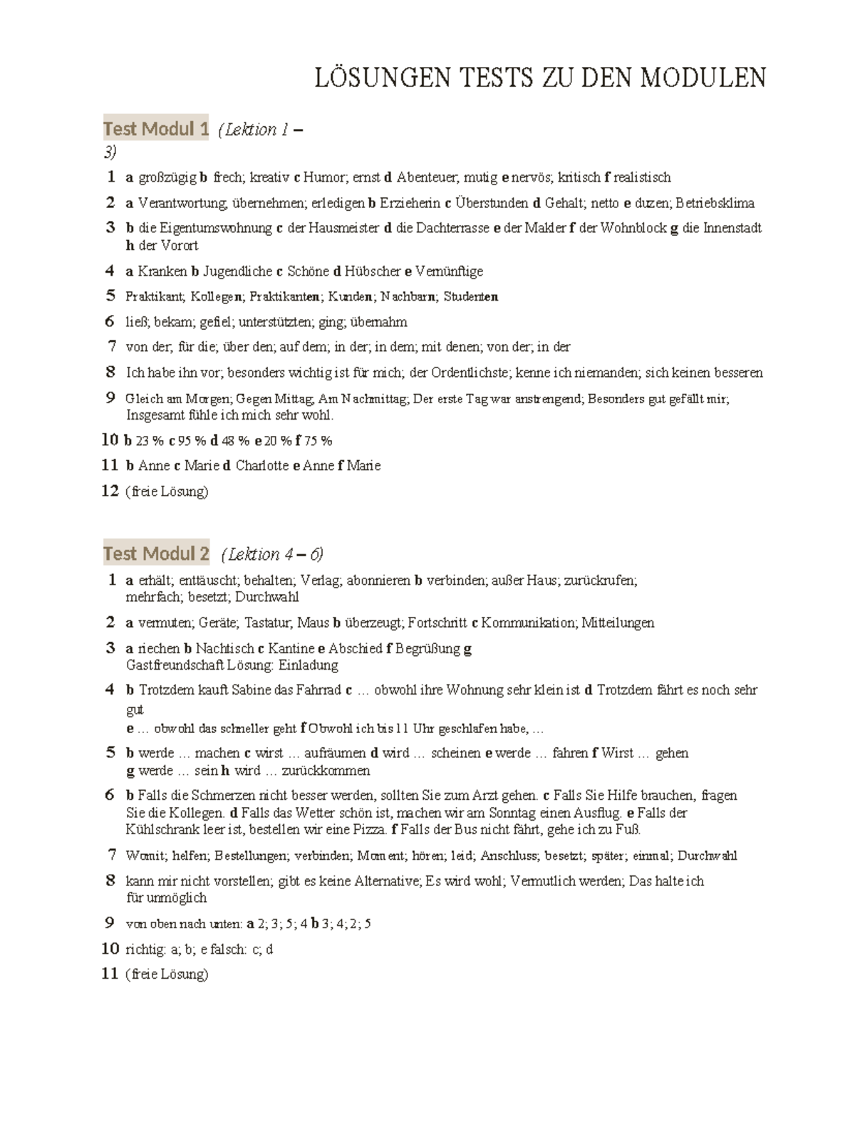 Menschen b1 1 lhb loesungen test modul 1 4pdf - Test Modul 1 (Lektion 1 ...