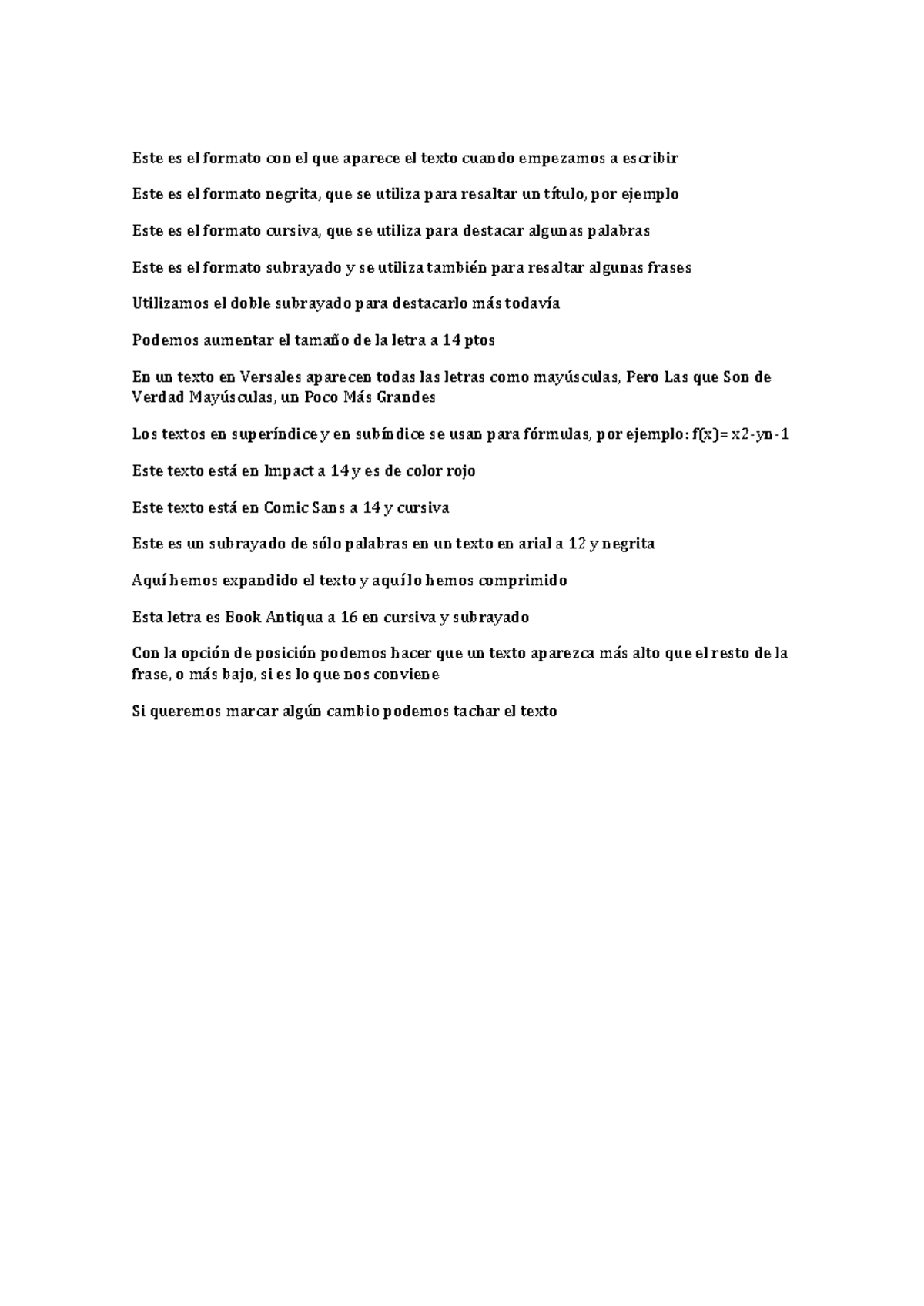 Ejercicio textos - Este es el formato con el que aparece el texto ...