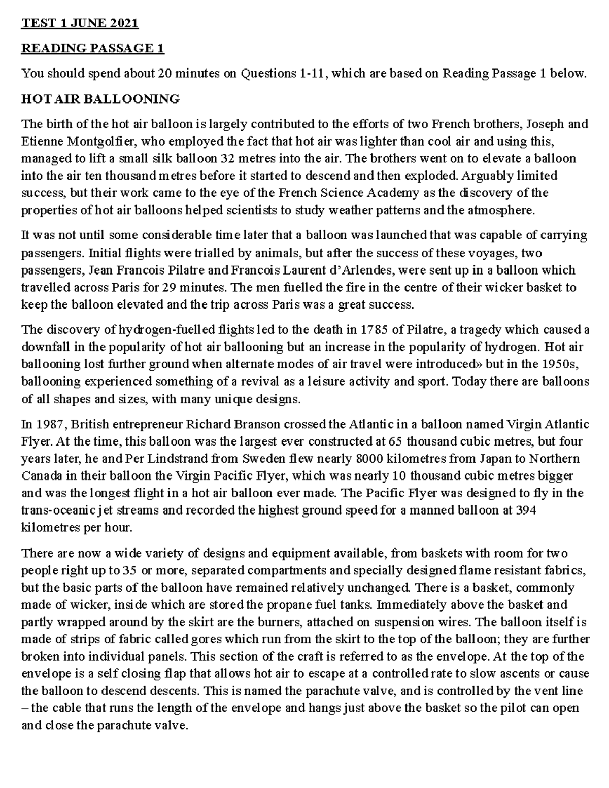 Reading MOCK TEST - TEST 1 JUNE 2021 READING PASSAGE 1 You should spend ...