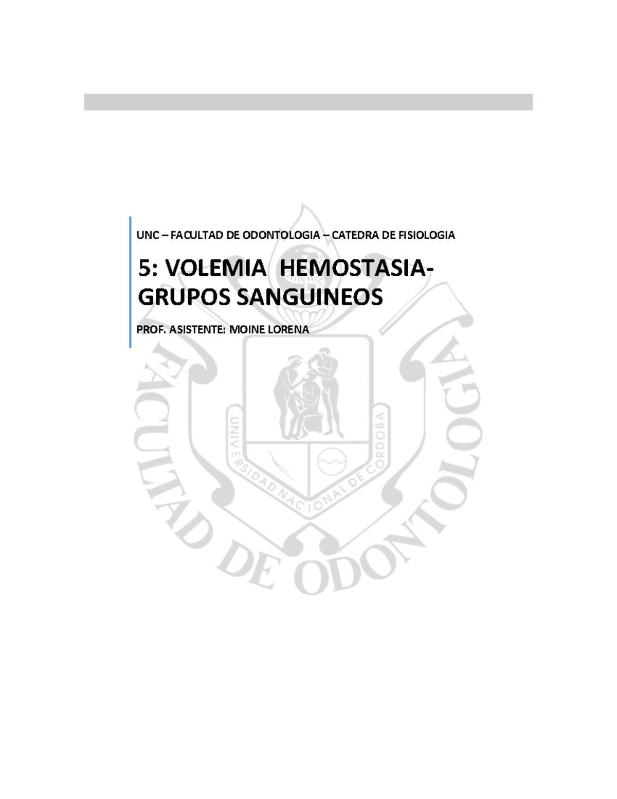 5. Volemia- Hemostasia- Grupos Sanguineos- copia - UNC – FACULTAD DE ...
