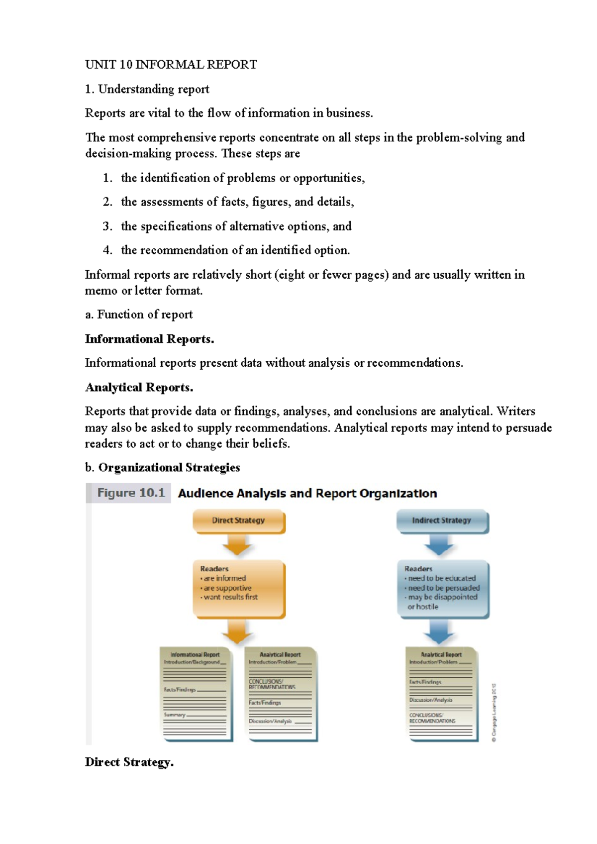 UNIT 10 - note - UNIT 10 INFORMAL REPORT Understanding report Reports ...