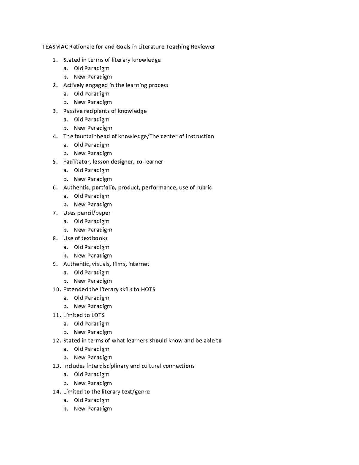 Teasmac Rationale for and Goals in Literature Teaching Reviewer ...