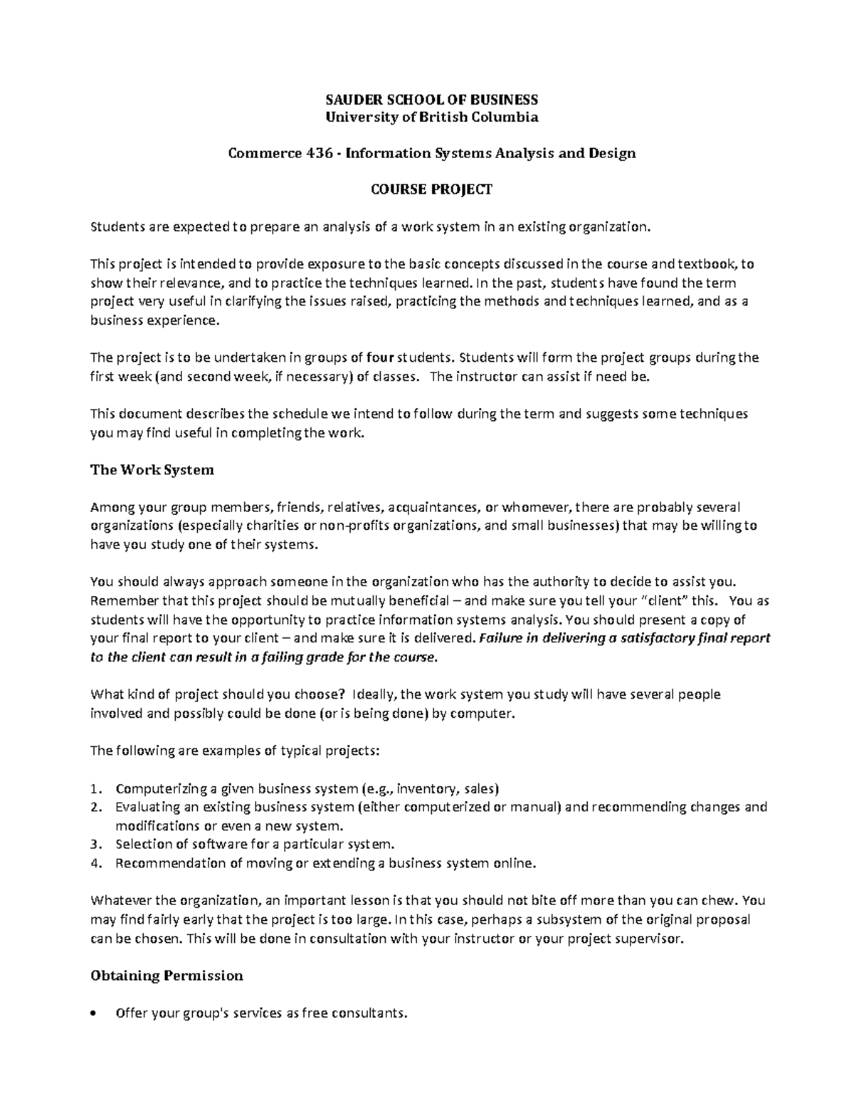 Project 436 Project Description - SAUDER SCHOOL OF BUSINESS University ...