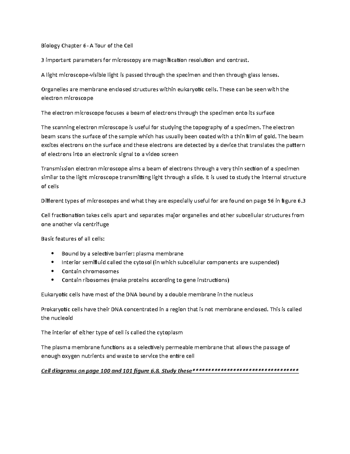 Biology Chapter 6 - A light light is passed through the specimen and ...
