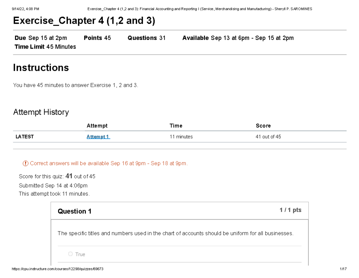 Exercise Chapter 4 Financial Accounting and Reporting I - Exercise_Chapter 4 (1,2 and 3) Due Sep ...