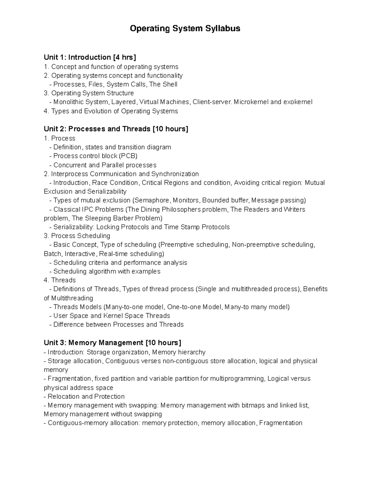 All Questions OS - Unit 1: Introduction [4 hrs] 1. Concept and function ...
