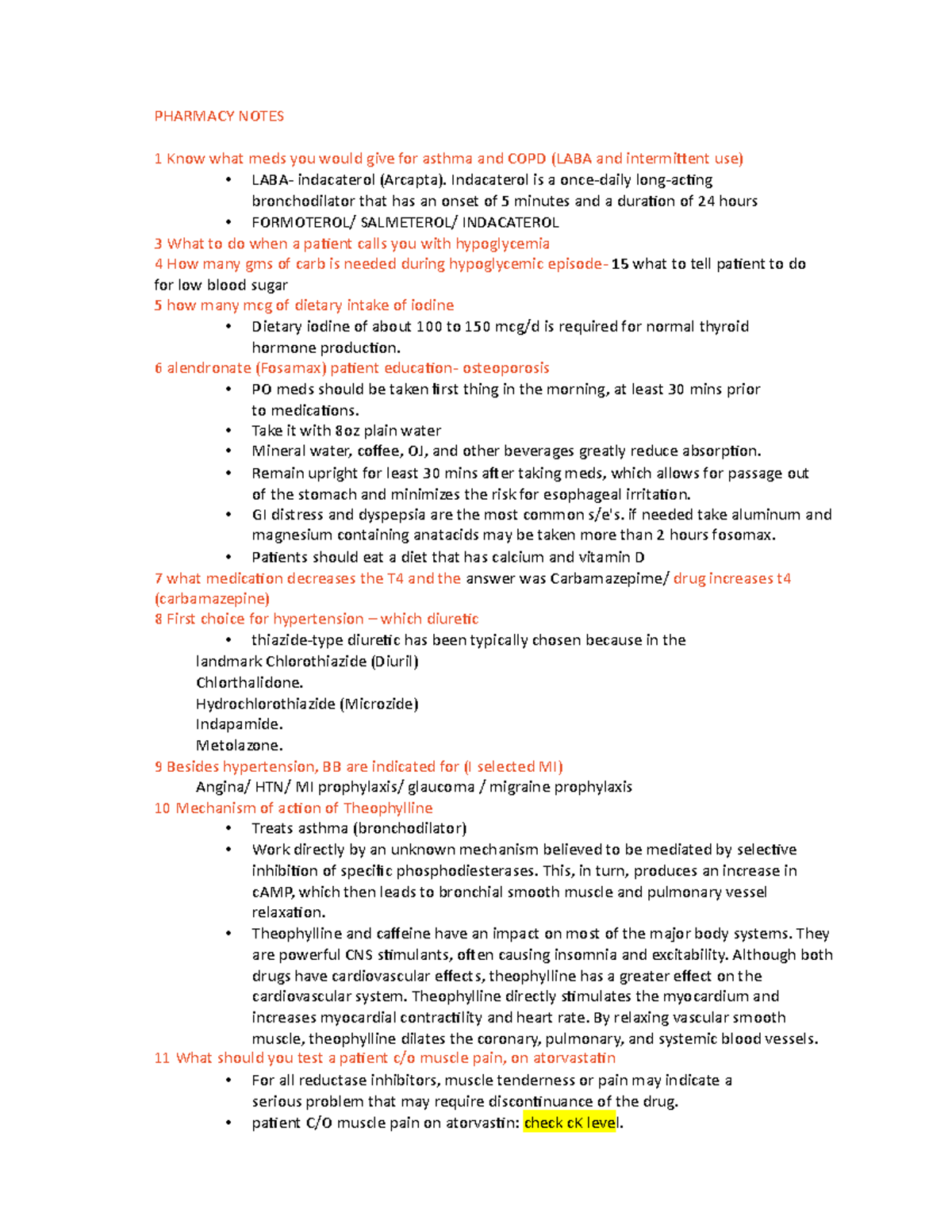 Pharmacy Notes 3 - This would be a big help to all students - PHARMACY ...