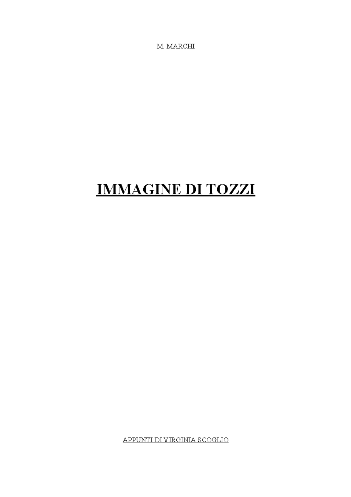 M. Marchi - Immagine di Tozzi - M. MARCHI IMMAGINE DI TOZZI APPUNTI DI ...