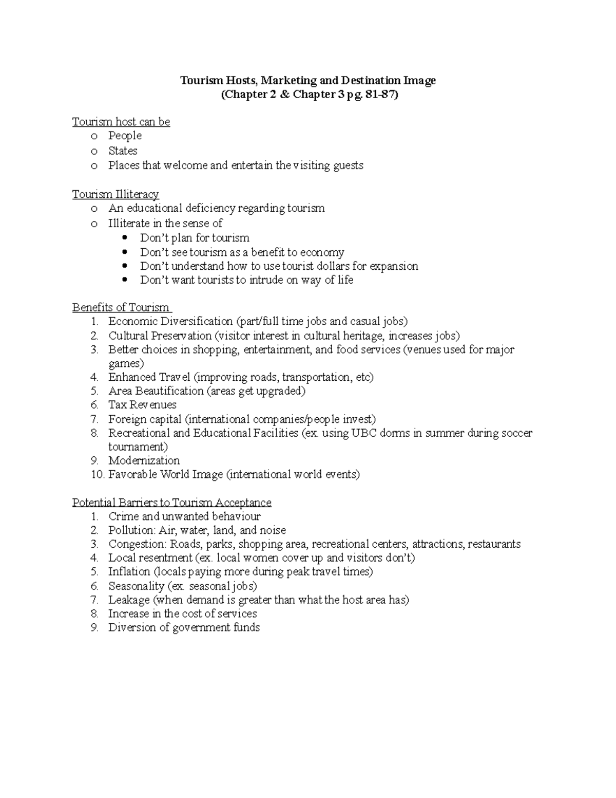 Tourism Hosts, Marketing and Destination Image - 81-87) Tourism host ...