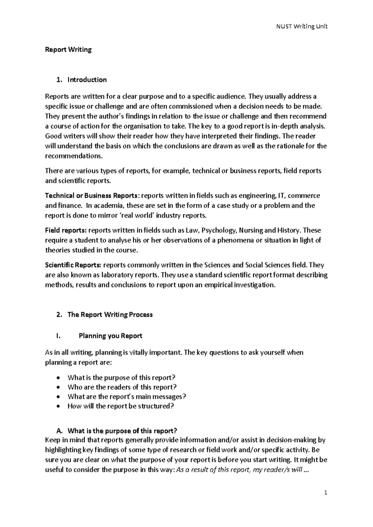 Report writing 2 - Functional English - Report Writing Introduction Reports are written for a ...